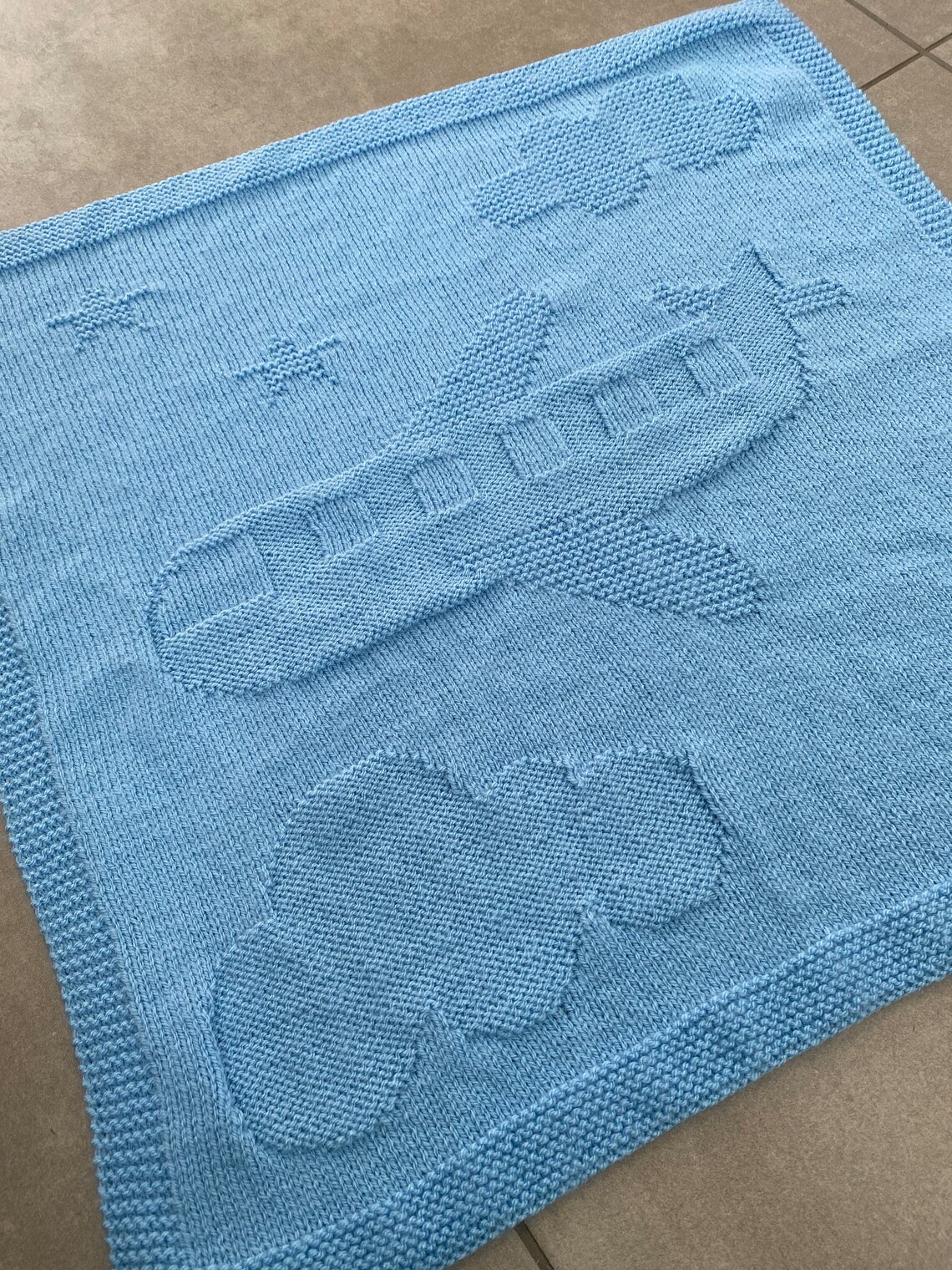 Easy Baby Knit Blanket Pattern - Plane Aeroplane - DK Yarn - Pdf ...