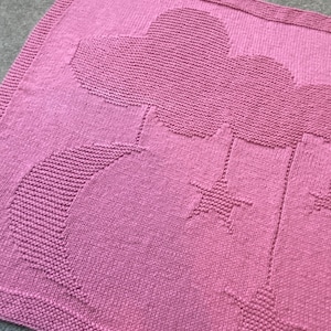 Easy Baby Knit Blanket Pattern - Moon Stars and Cloud - DK Yarn - Pdf ...