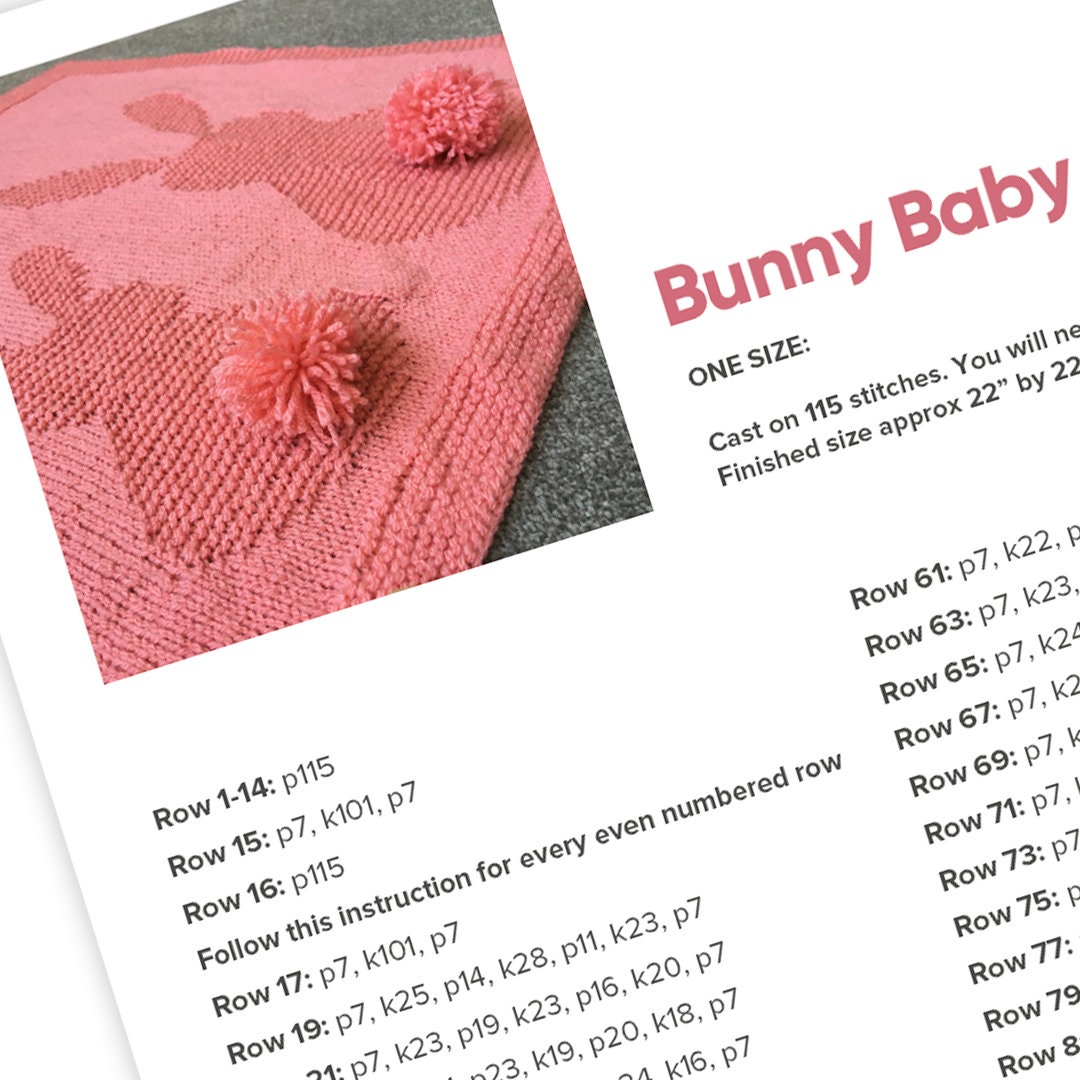 Paper Knitting Pattern Easy Baby Knit Blanket Pattern | Etsy