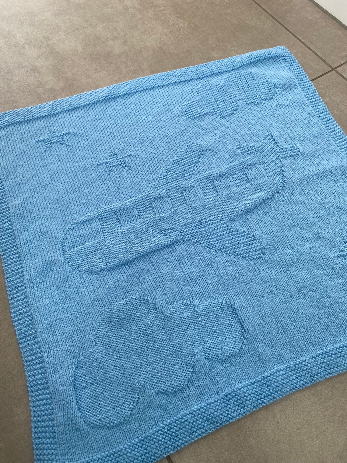 Easy Baby Knit Blanket Pattern - Plane Aeroplane - DK Yarn - Pdf ...