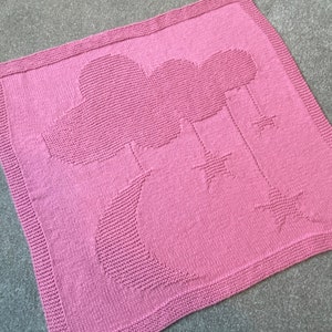 Easy Baby Knit Blanket Pattern - Moon Stars and Cloud - DK Yarn - Pdf ...