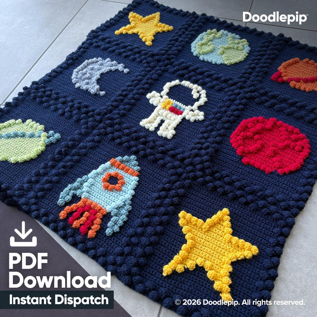 Space Blanket Crochet Pattern – Astronaut, Rocket, Planets, Stars (PDF ...