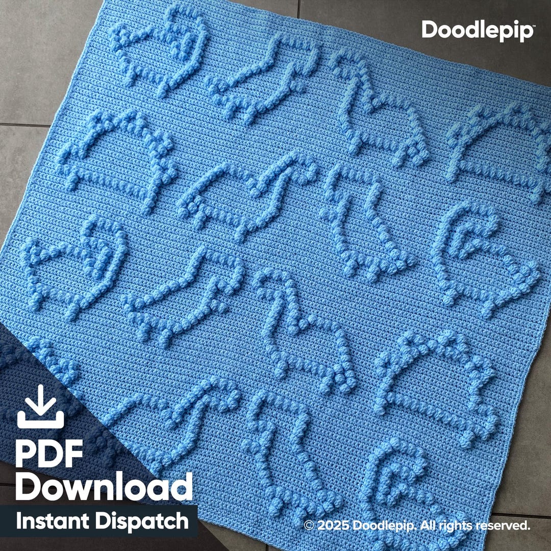 Dinosaur Bobble Crochet Blanket Pattern - T. Rex - Stegosaurus Dinosaur ...