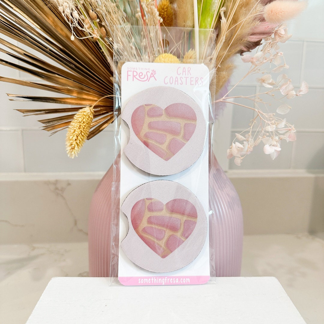 Concha Corazon Car Coaster Pink Concha Mexican Pan Dulce Pan Dulce ...