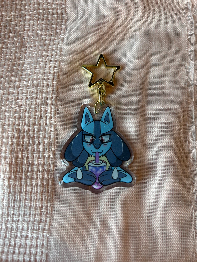 Lucario Bubble Tea Keychain Pokémon Pokemon Cute Charm Boba - Etsy
