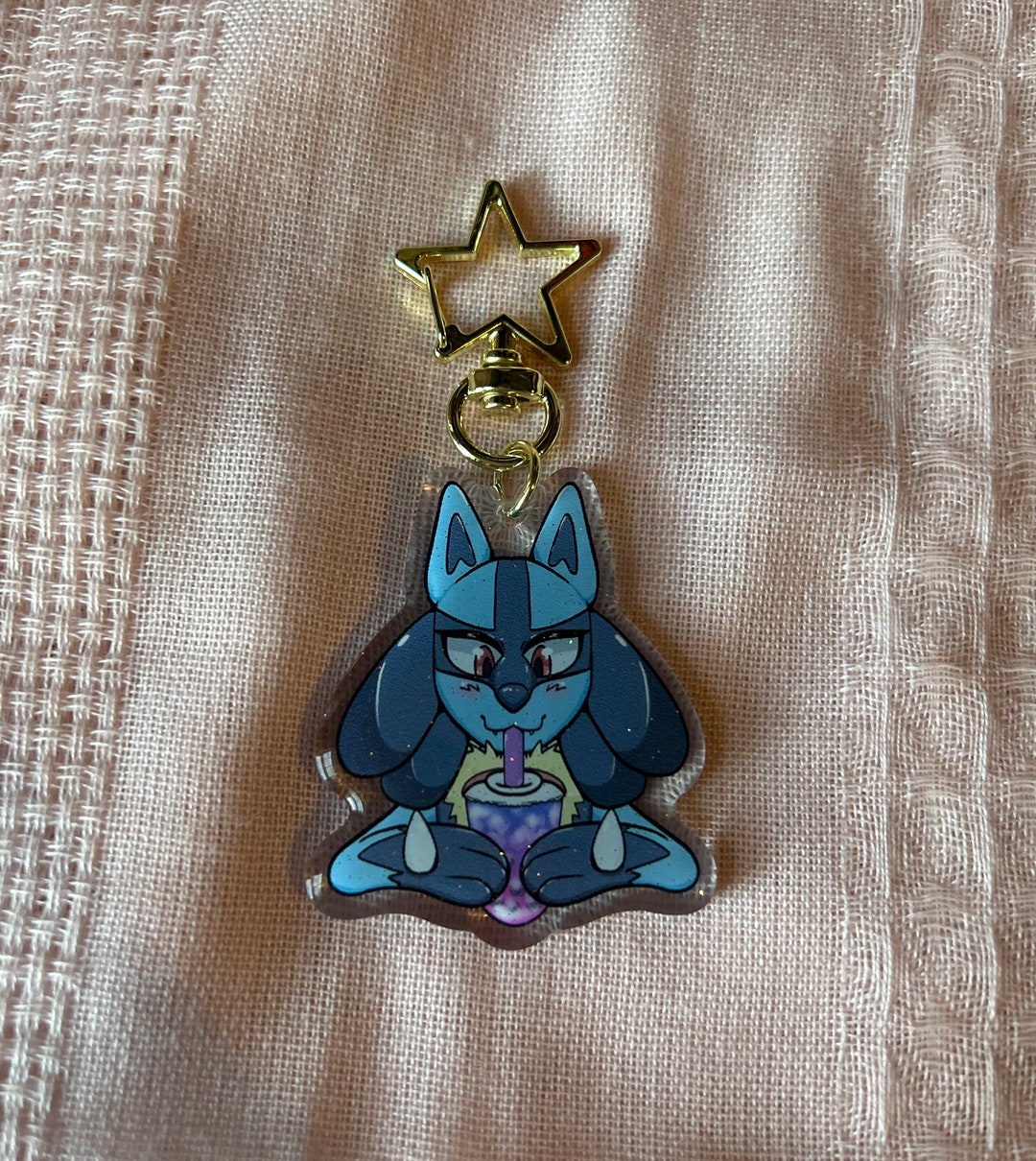 Lucario Bubble Tea Keychain | Pokémon | Pokemon | Cute | Charm | Boba ...