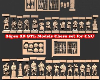 Stl Chess Set Cnc Files | Etsy