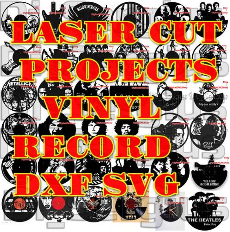 36 Projects Files Svg, DXF, Rock and Roll, Vinyl Record Art, Files for ...