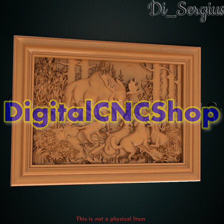 3D STL Model Animals Elk Wild Wildlife Panno Panel Relief for - Etsy