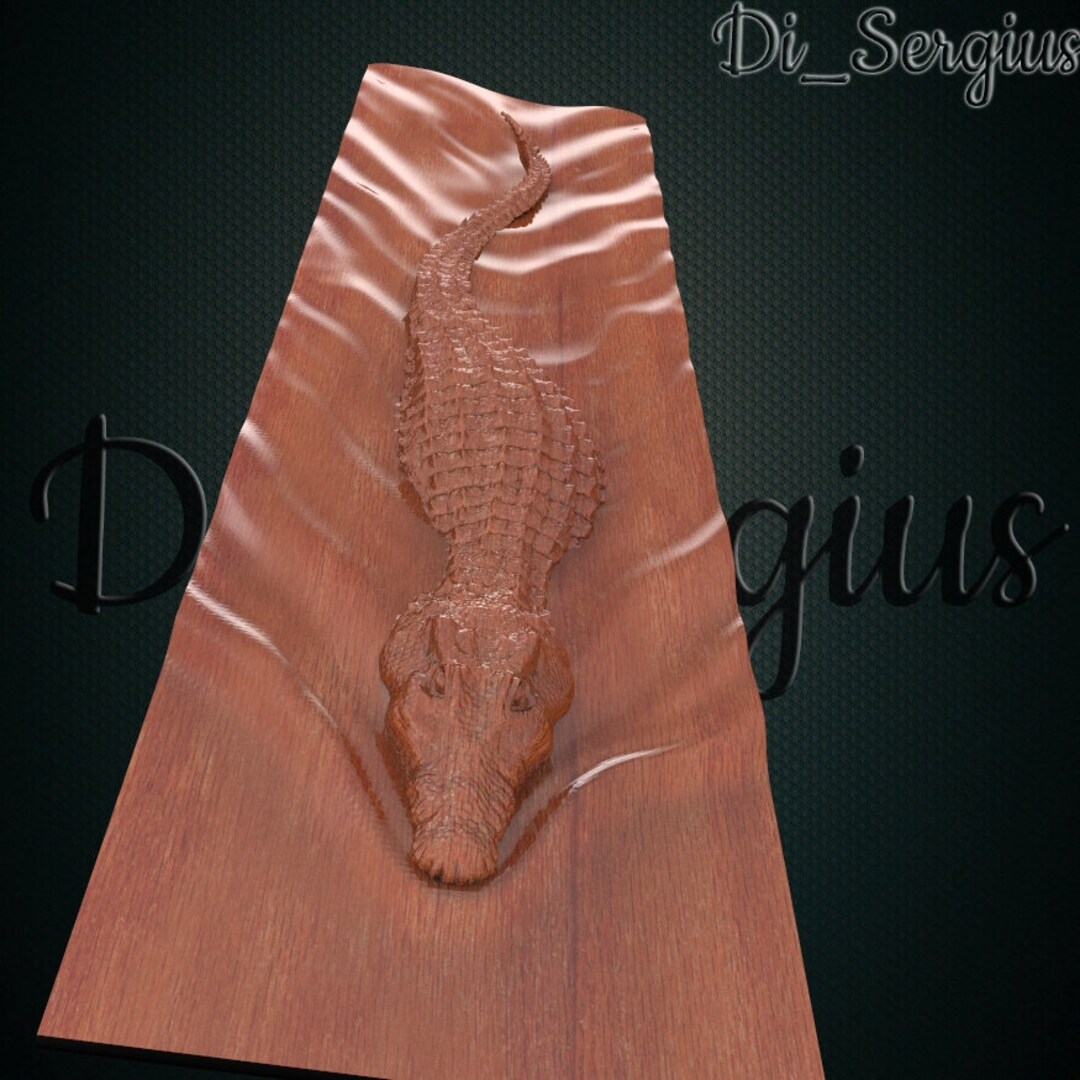 3D STL Model Swimming Crocodile Alligator Wave Panel - Etsy UK