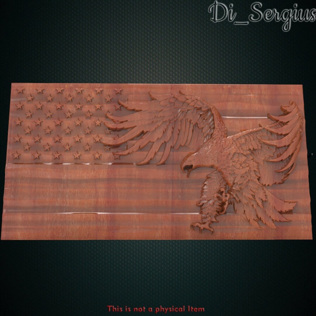 3D STL Model American Flag Usa Patriotic and Eagle for CNC Router 3D ...