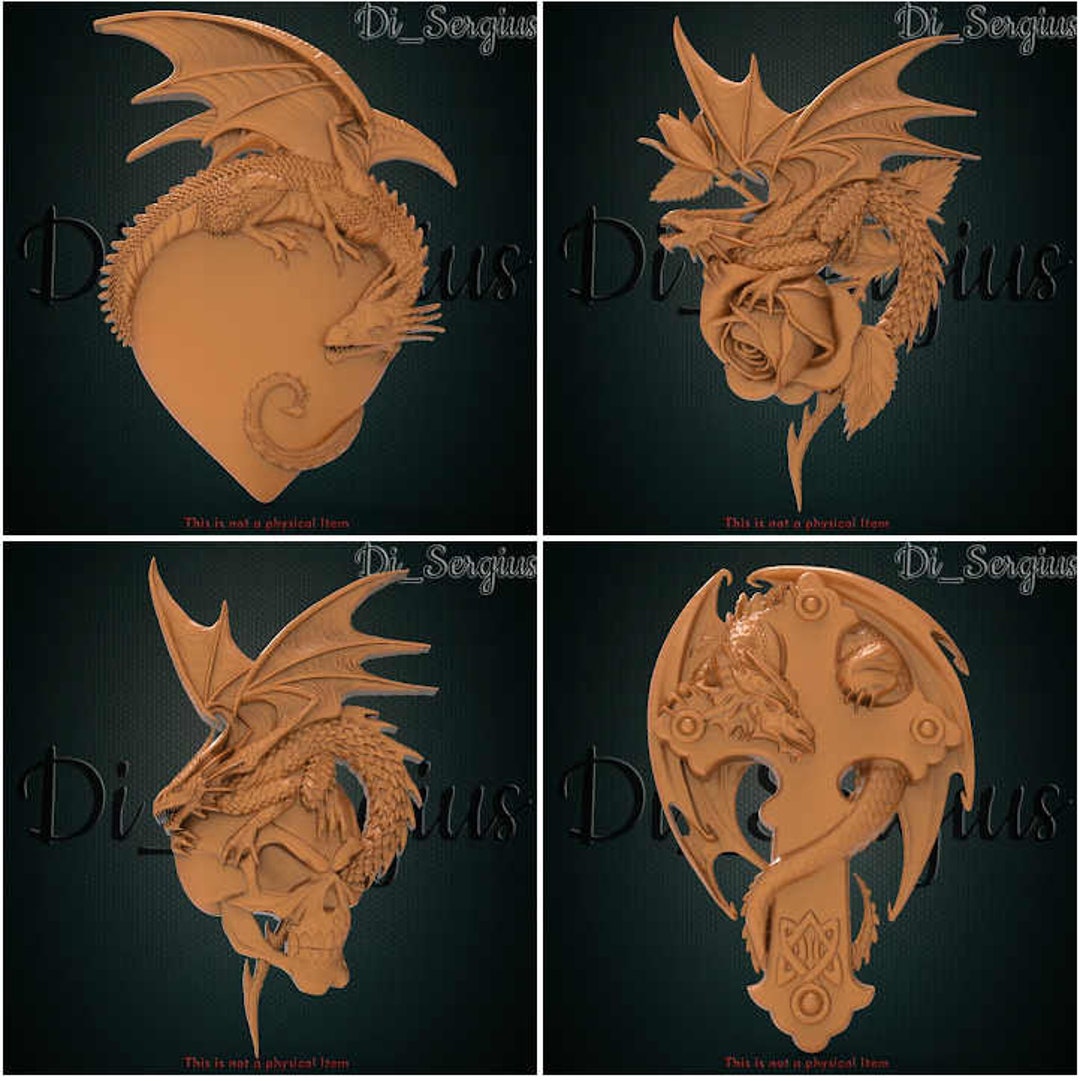 3D STL Dragon Relief Model, CNC Router Engraver Files - Etsy UK