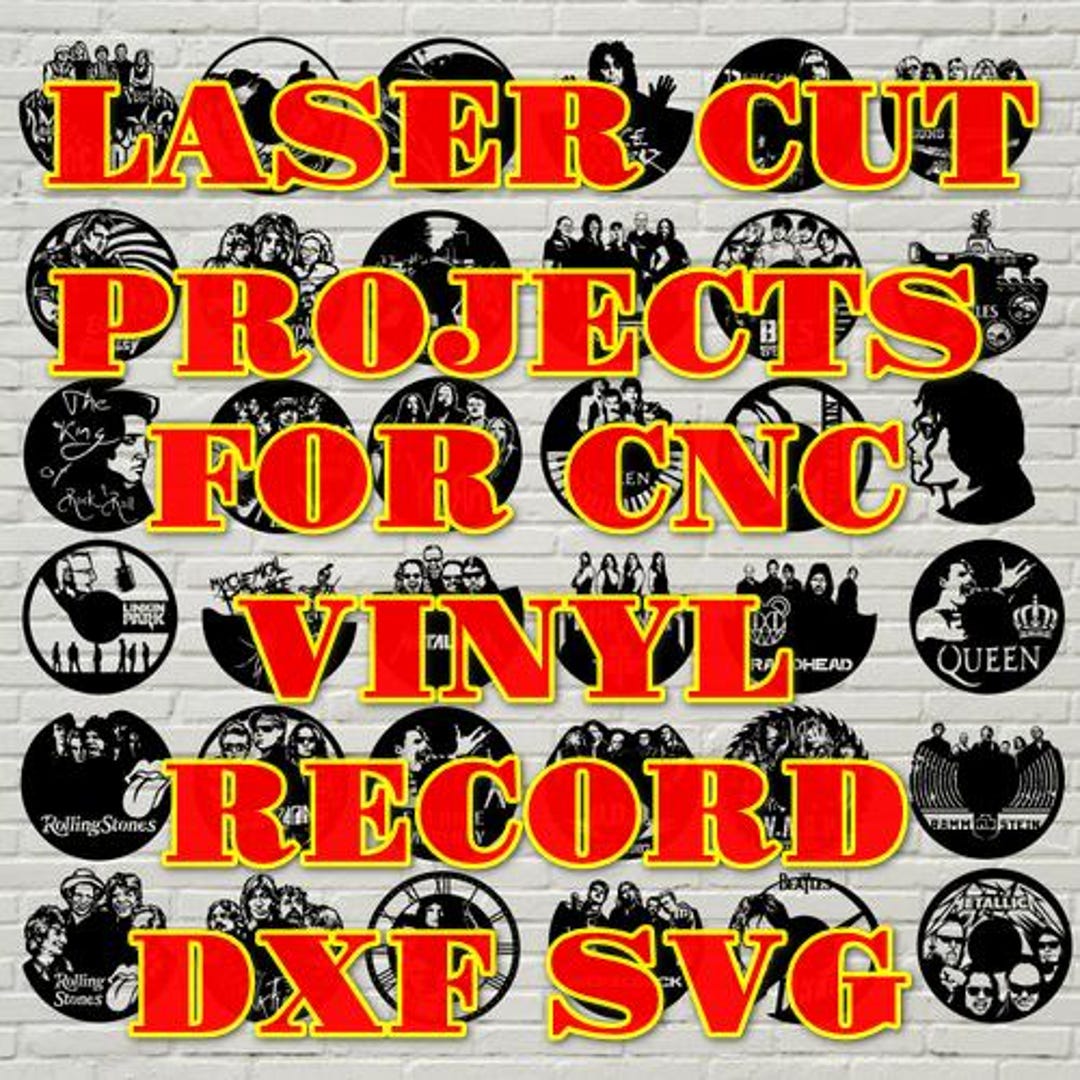 Projects Rock and Roll Band SVG DXF Laser Cut Files, Vinyl Record ...