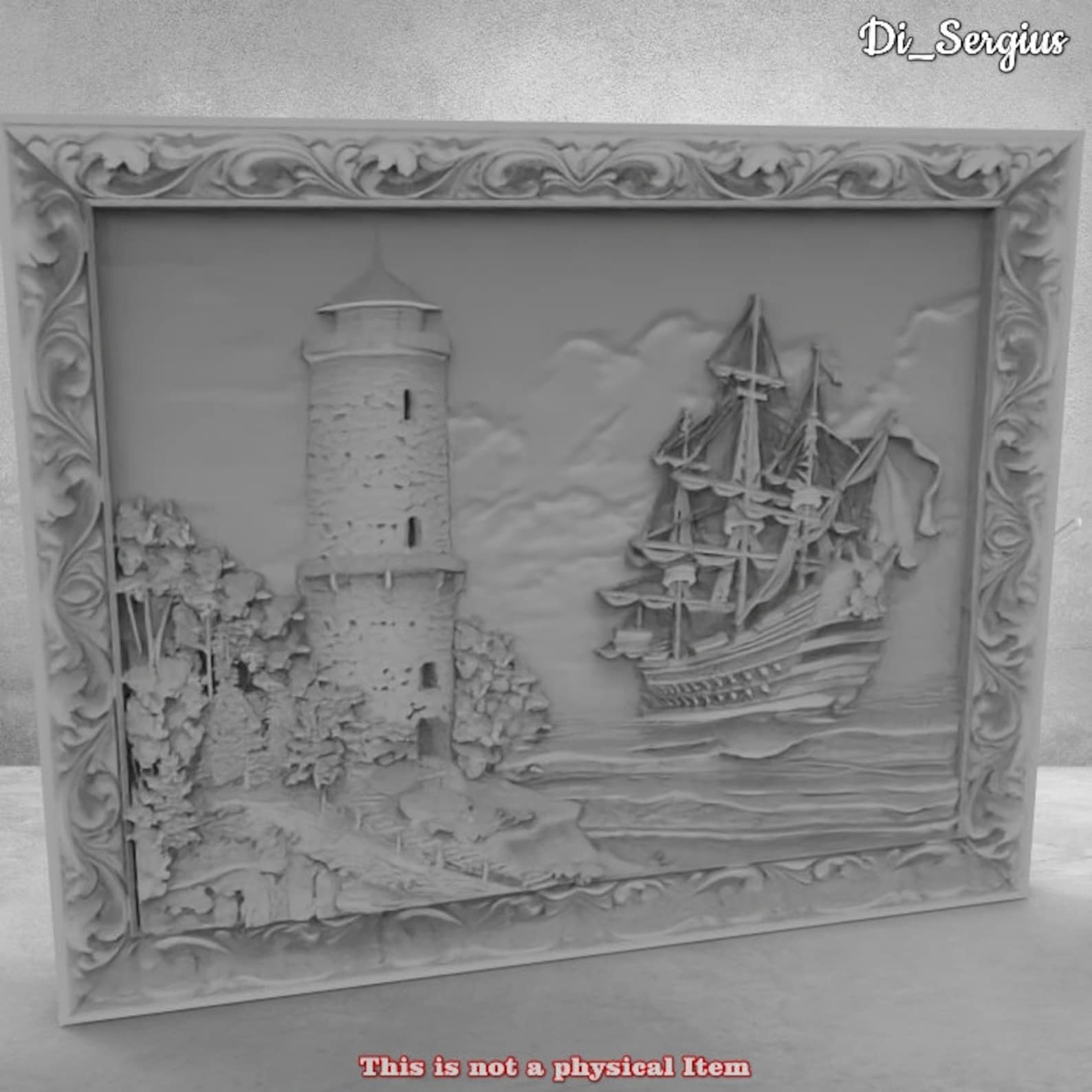 Ship and Lighthouse 3D STL Model Panel Relief for CNC Router - Etsy