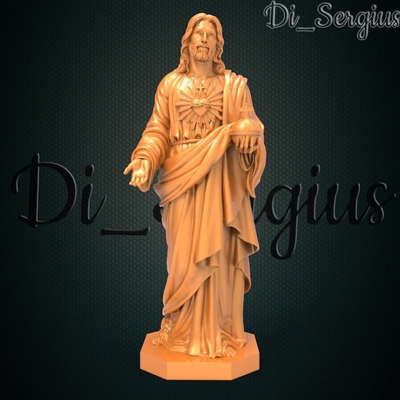 3D STL Model Jesus With Sacred Heart Statue 3D Printer GOD - Etsy Canada