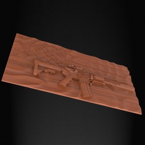 3D STL Model M4A1 Gun Army American Flag for CNC File Router Aspire ...
