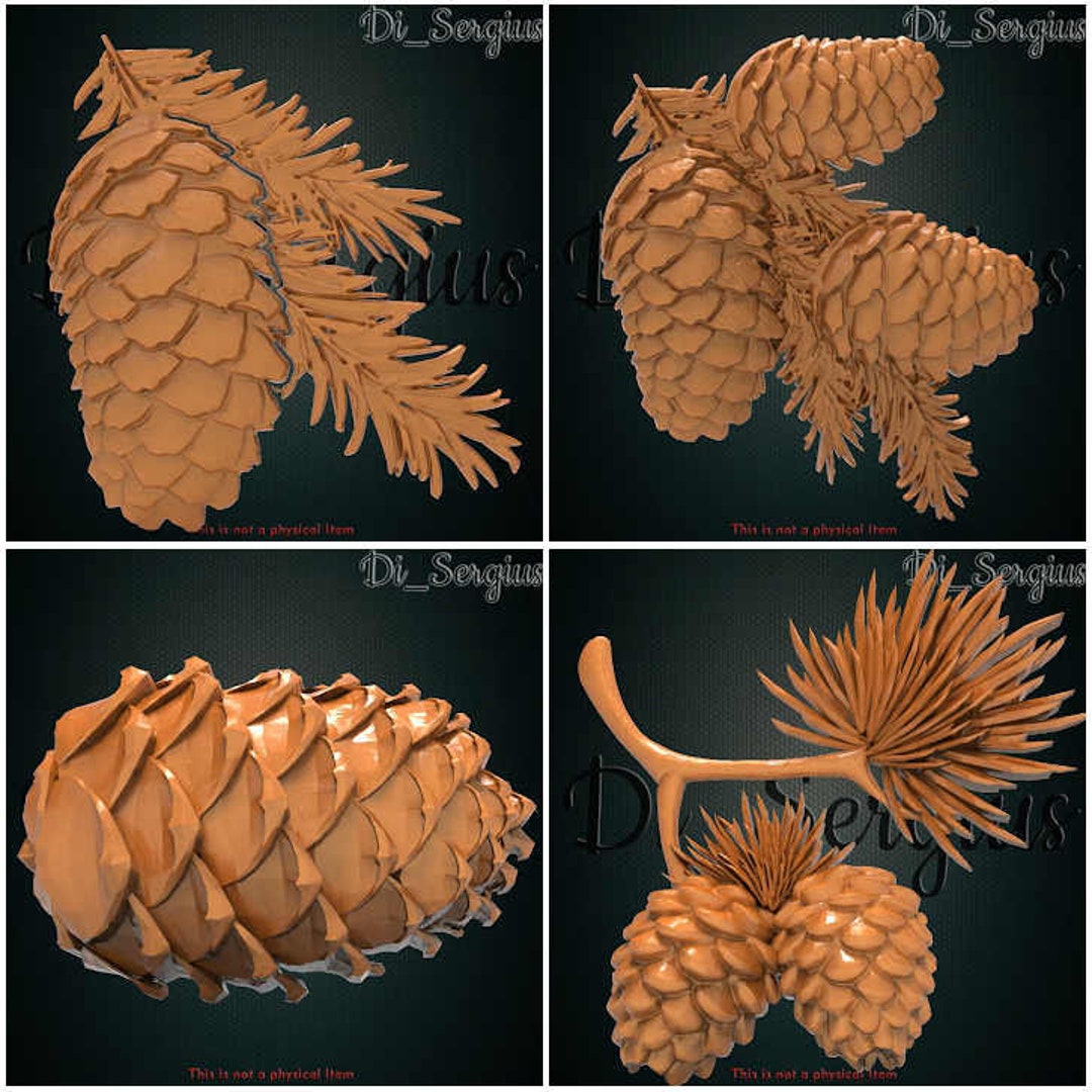Pine Cones 3D STL Model Panno Forest Relief for CNC Router Aspire Carving Engraver Artcam 3D ...