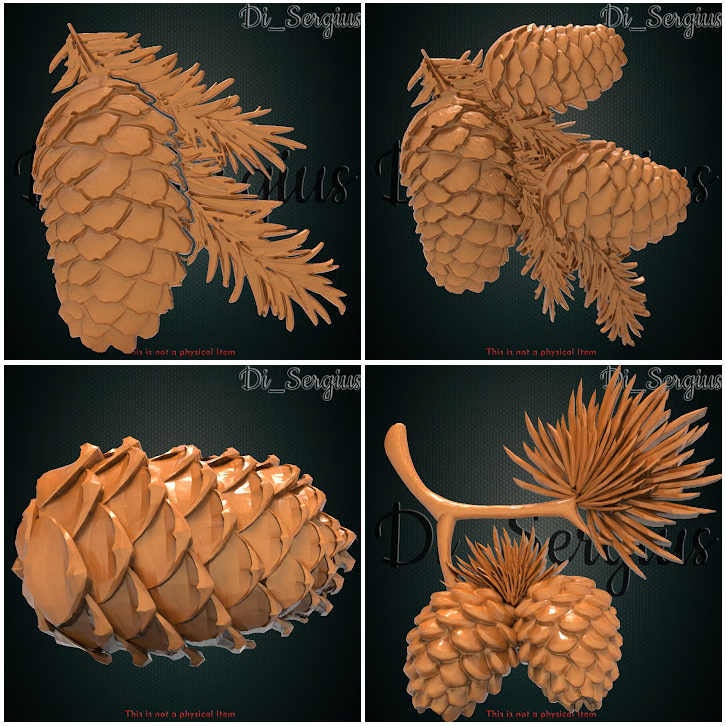 Pine Cones 3D STL Model Panno Forest Relief for CNC Router - Etsy
