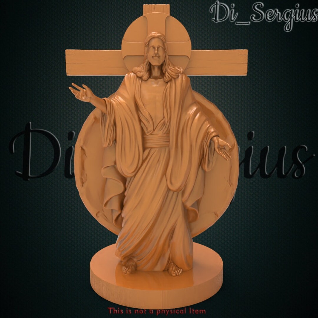 3D STL Model, Jesus Statue, and Cross Pray for 3D Printer 4 CNC Blender ...