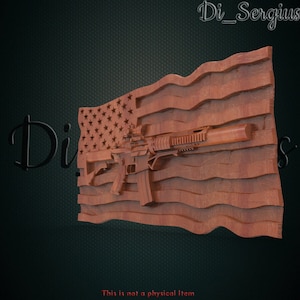 3D STL Model M4A1 Gun Army American Flag for CNC File Router Aspire ...