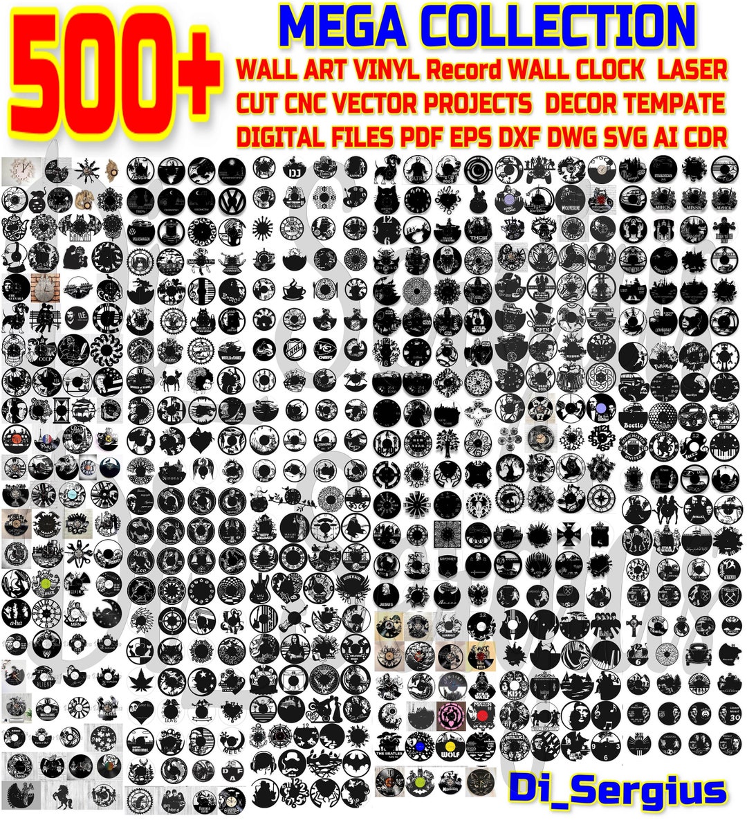 500+ Projects Decor Template Wall, Art, Vinyl, Record, Wall Clock ...