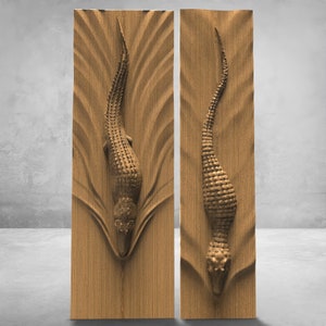 Crocodile Alligator Relief Panel 3D STL Model, CNC Router, 3D Printer ...