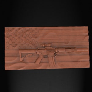 3D STL Model M4A1 Gun Army American Flag for CNC File Router Aspire ...