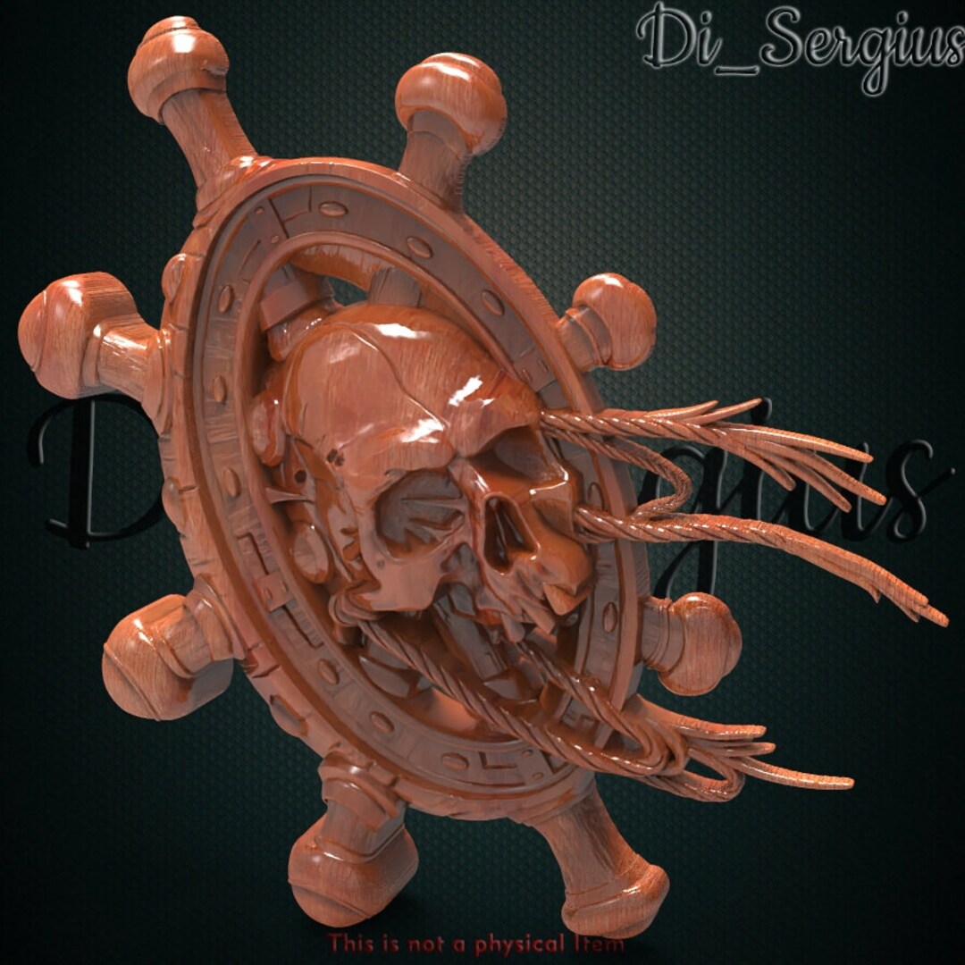 3D STL Model Helm Scull Steering Wheel Relief for CNC Router Aspire ...