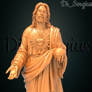 3D STL Model Jesus With Sacred Heart Statue 3D Printer GOD Religius for ...