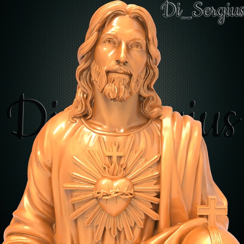 3D STL Model Jesus With Sacred Heart Statue 3D Printer GOD - Etsy Australia