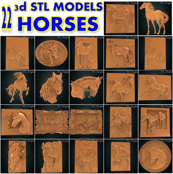 3D STL MODELS Horses Animals Wildlife Forest Relief - Etsy