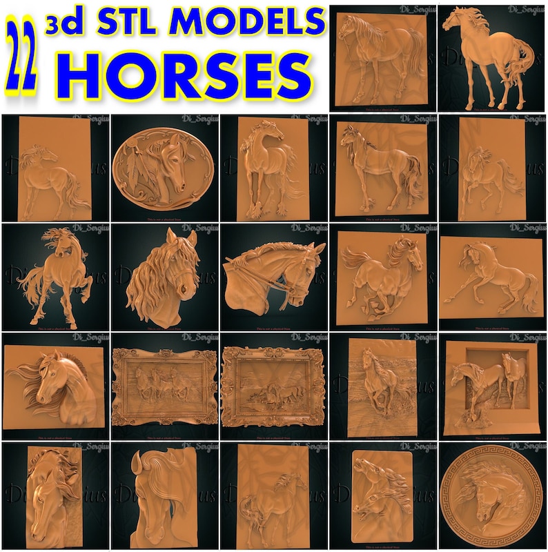 3D STL MODELS Horses Animals Wildlife Forest Relief - Etsy