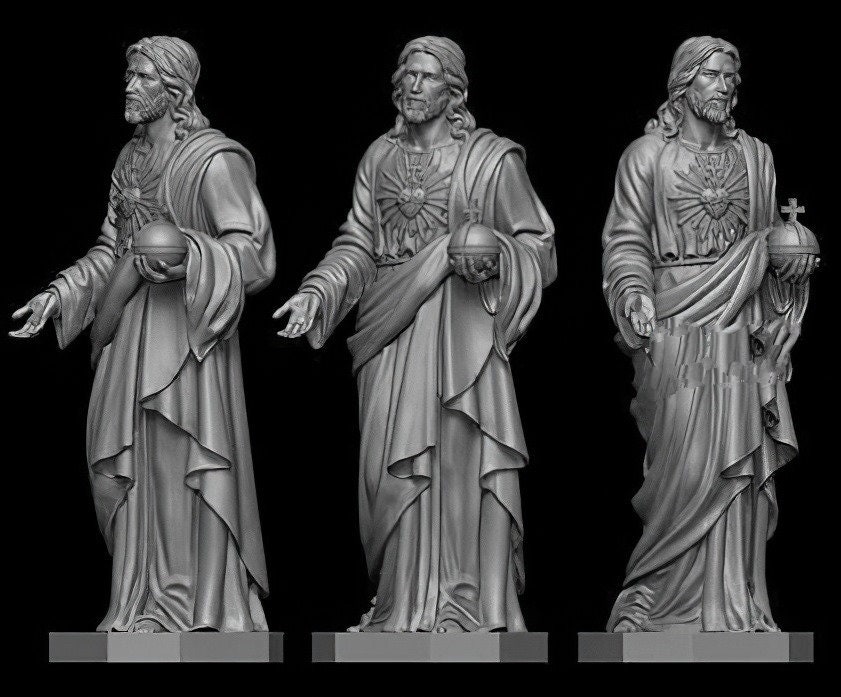 3D STL Model Jesus With Sacred Heart Statue 3D Printer GOD | Etsy Canada