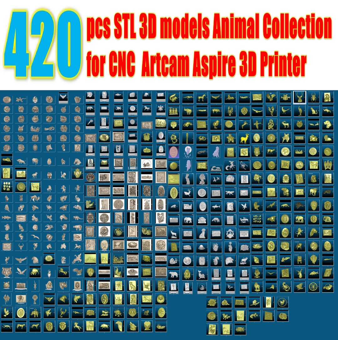 420pcs 3D Models STL Files Animals Huge Pack Set Horse Dog Fish Wolf ...
