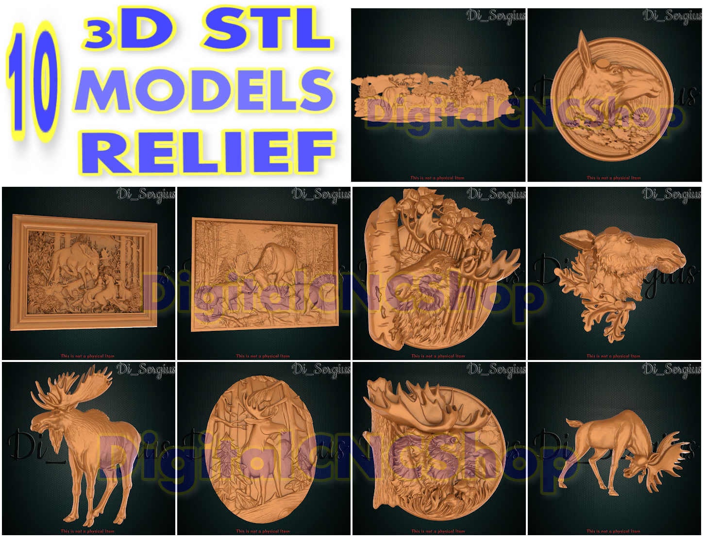 3D STL Model Animals Elk Wild Wildlife Panno Panel Relief for - Etsy