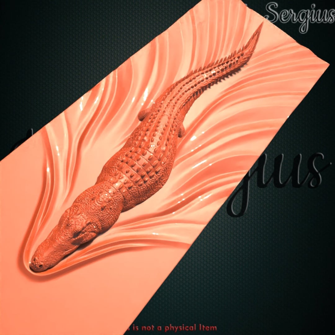 3D STL Model, Swimming Crocodile, Alligator, Wave, Panel, Table, Decor ...