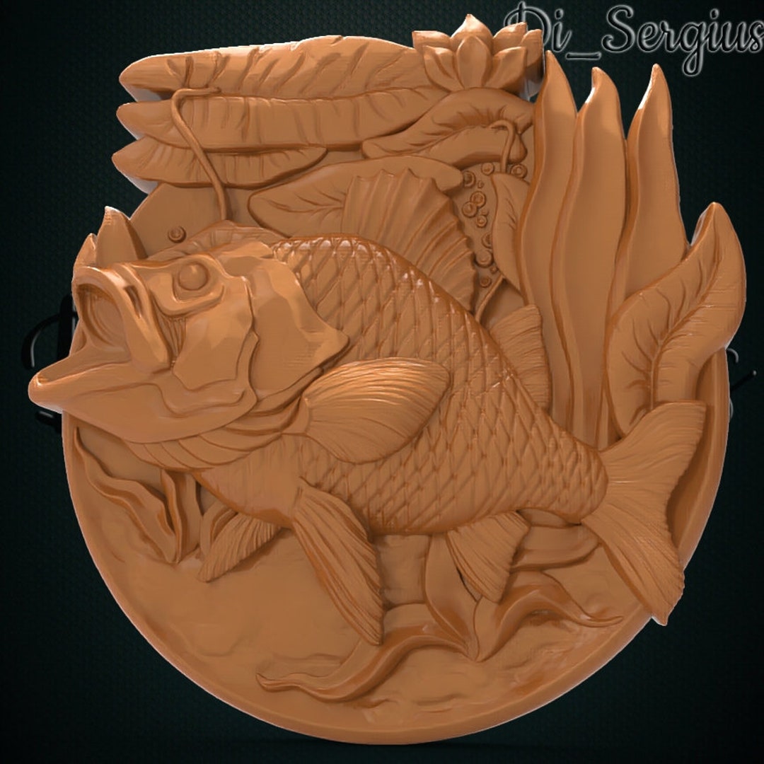 3D-модель STL Fish Pano Relief для фрезерного станка с ЧПУ Aspire ...