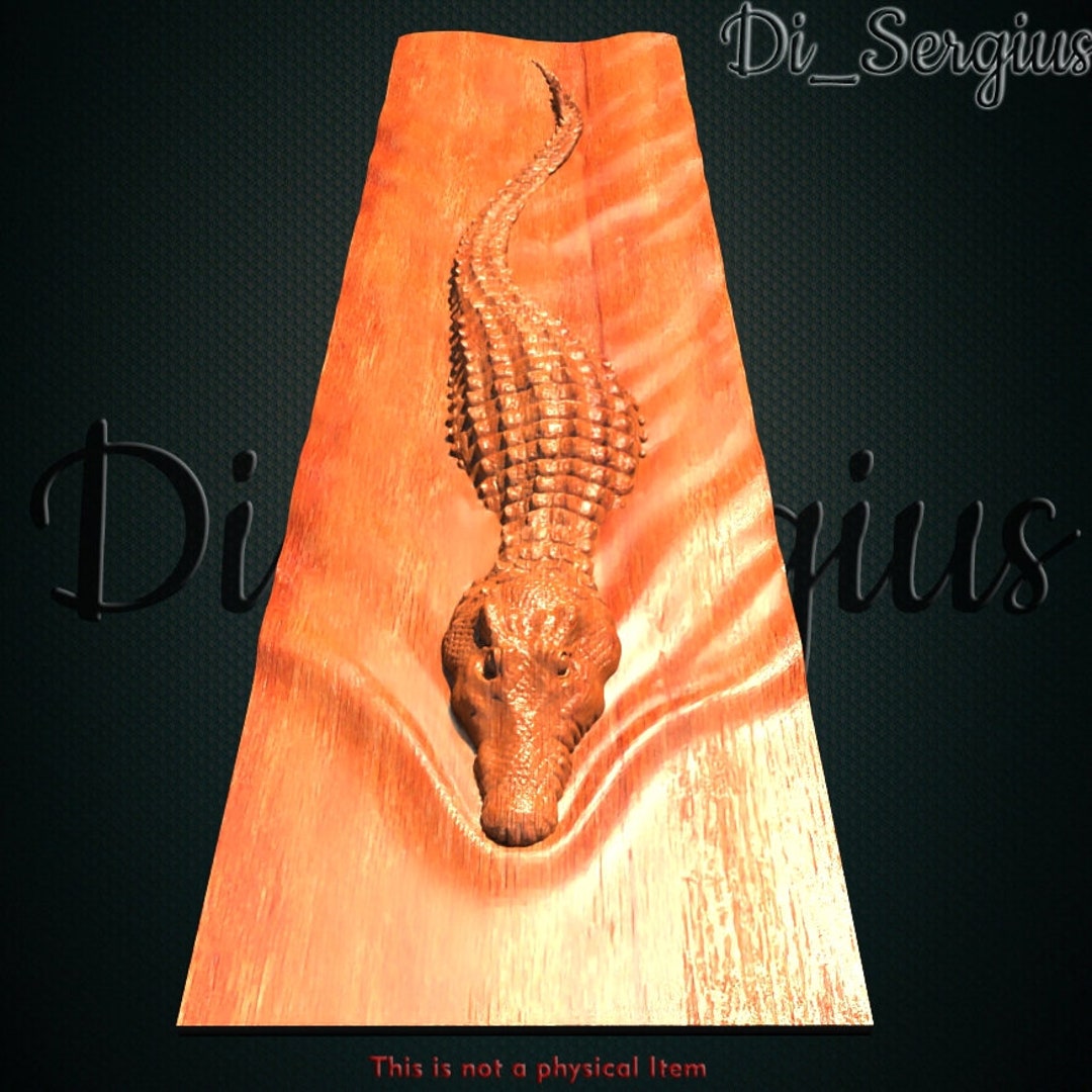 3D STL Model, Swimming Crocodile, Alligator, Wave, Panel, Table, Decor ...