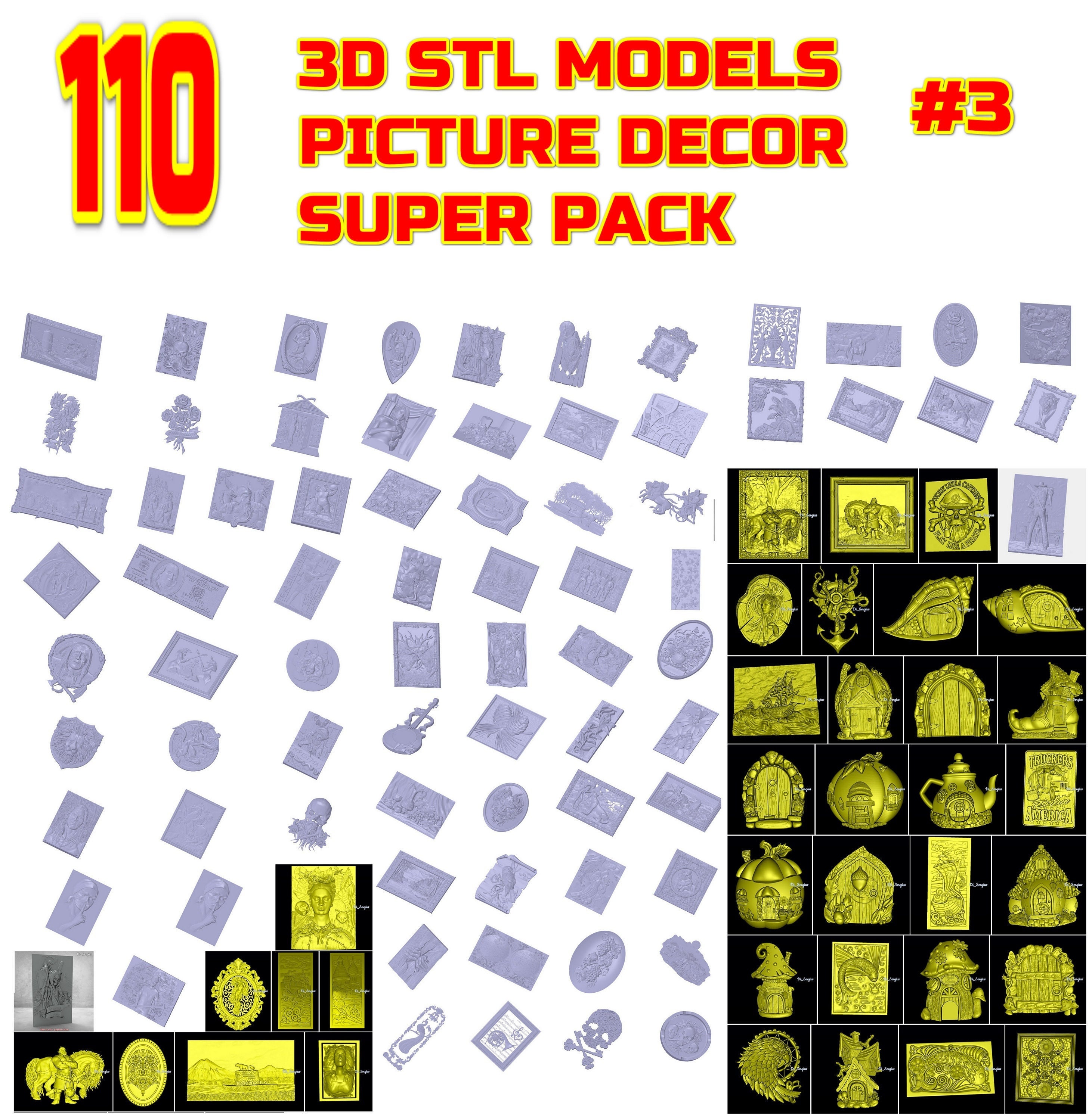 110 Picture 3D STL MODEL Decor Set Pack STL File Stl 3d - Etsy UK