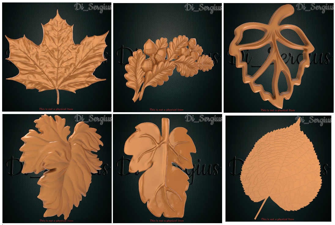New 6 3D STL Models Leaf Maple Leaf Decor Pano Relief for CNC - Etsy UK
