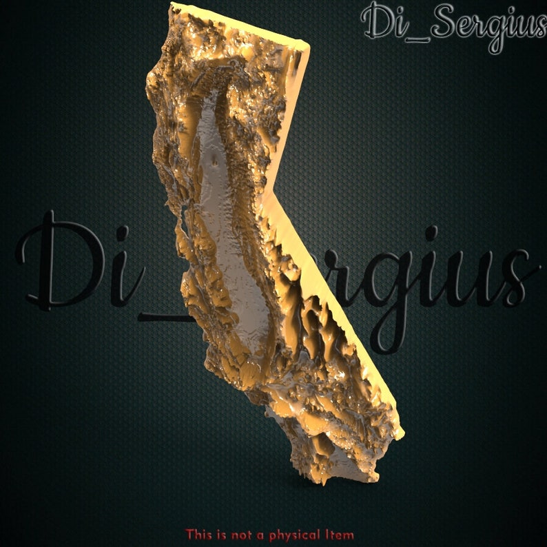 3D STL Model California State Topographic Map Relief Terrain - Etsy