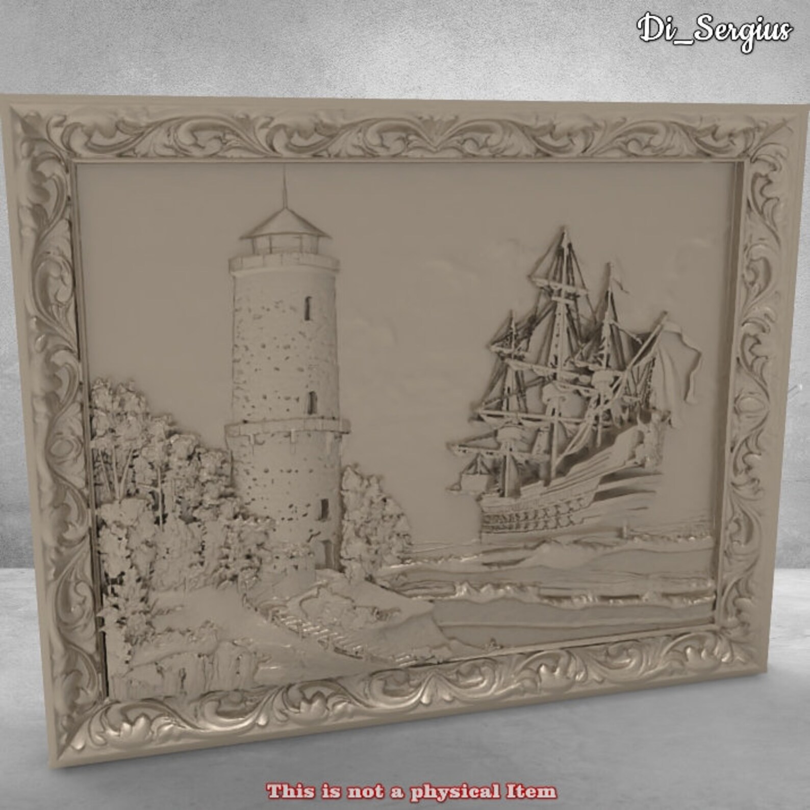Ship and Lighthouse 3D STL Model Panel Relief for CNC Router - Etsy