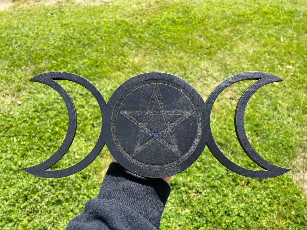 Triple Moon Wall Hanging W/ Pentacle (black) - Etsy