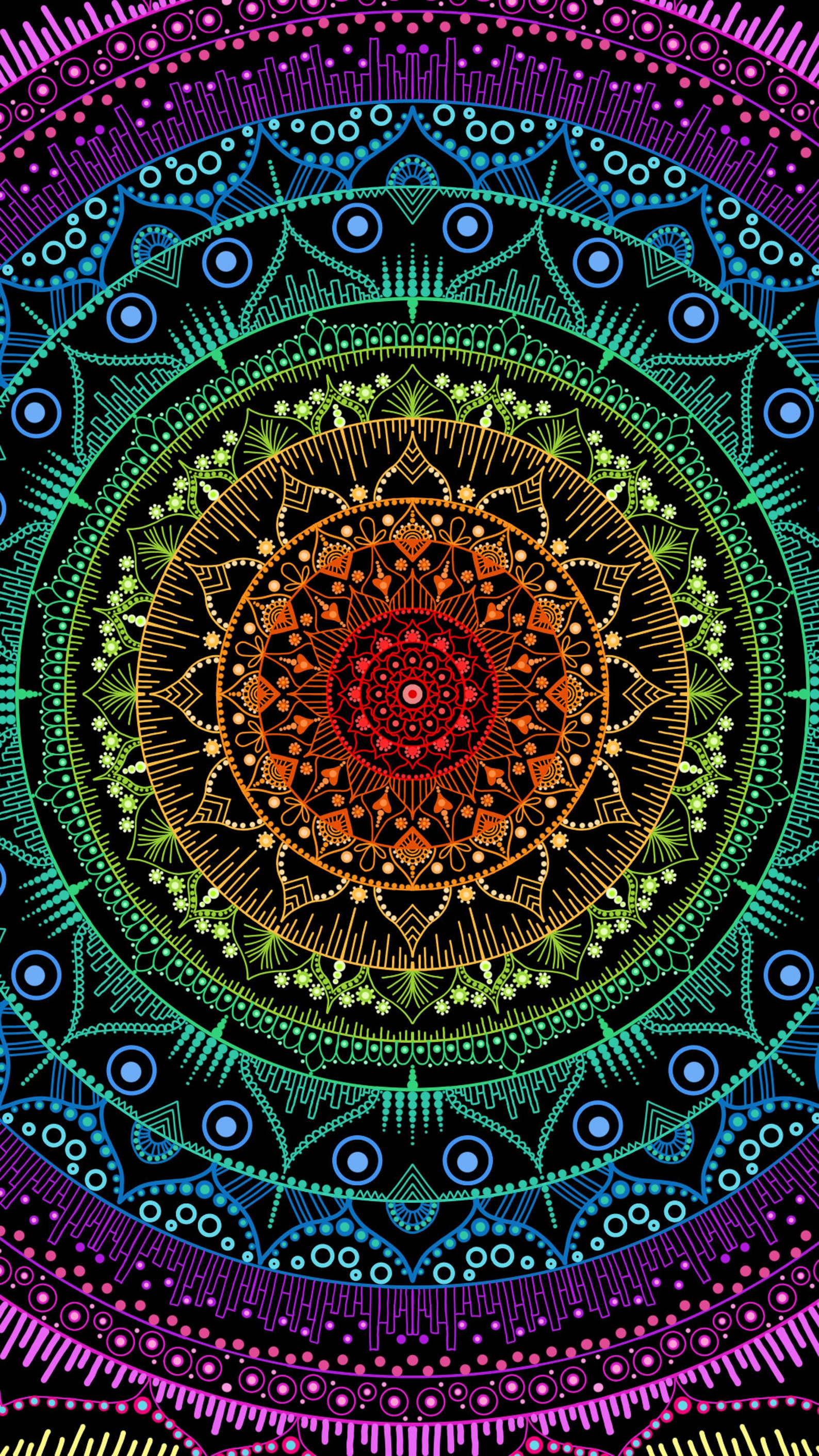 Rainbow Mandala Cell Phone Wallpaper Psychedelic | Etsy