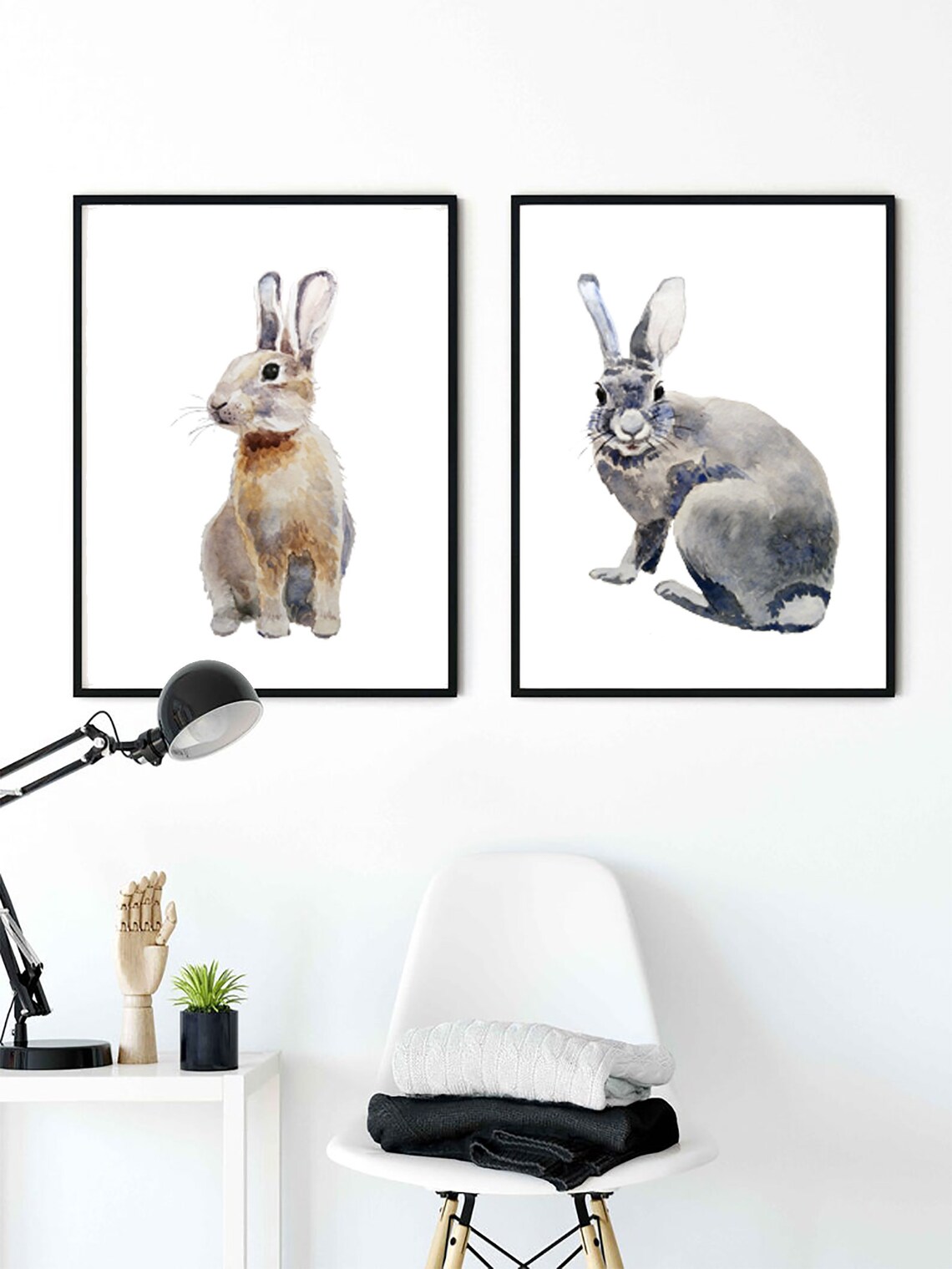 Set of 2 Bunny Rabbit Printable Poster Animal Pet Children | Etsy