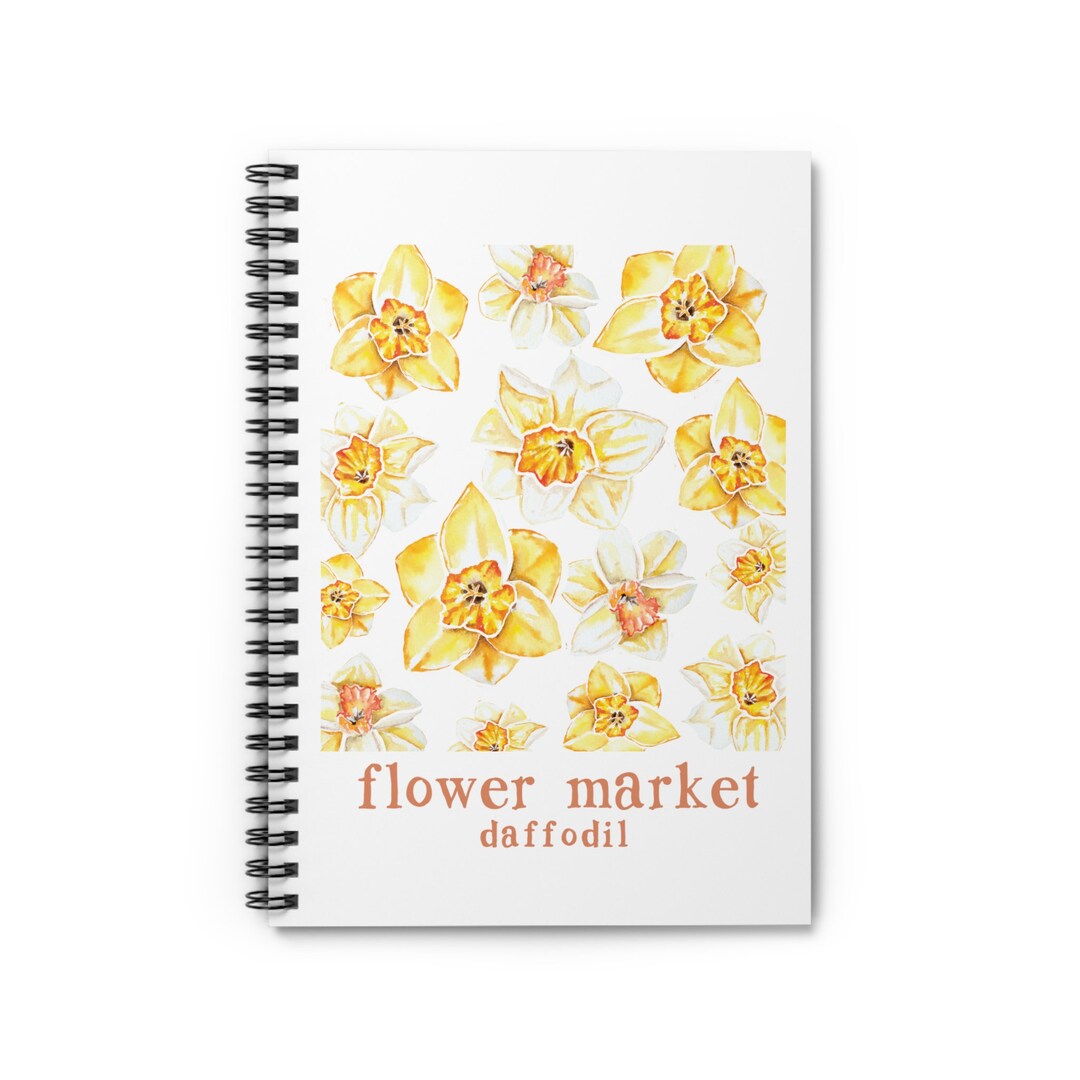 Daffodil Flower Market Spiral Notebook | Yellow Floral Journal ...