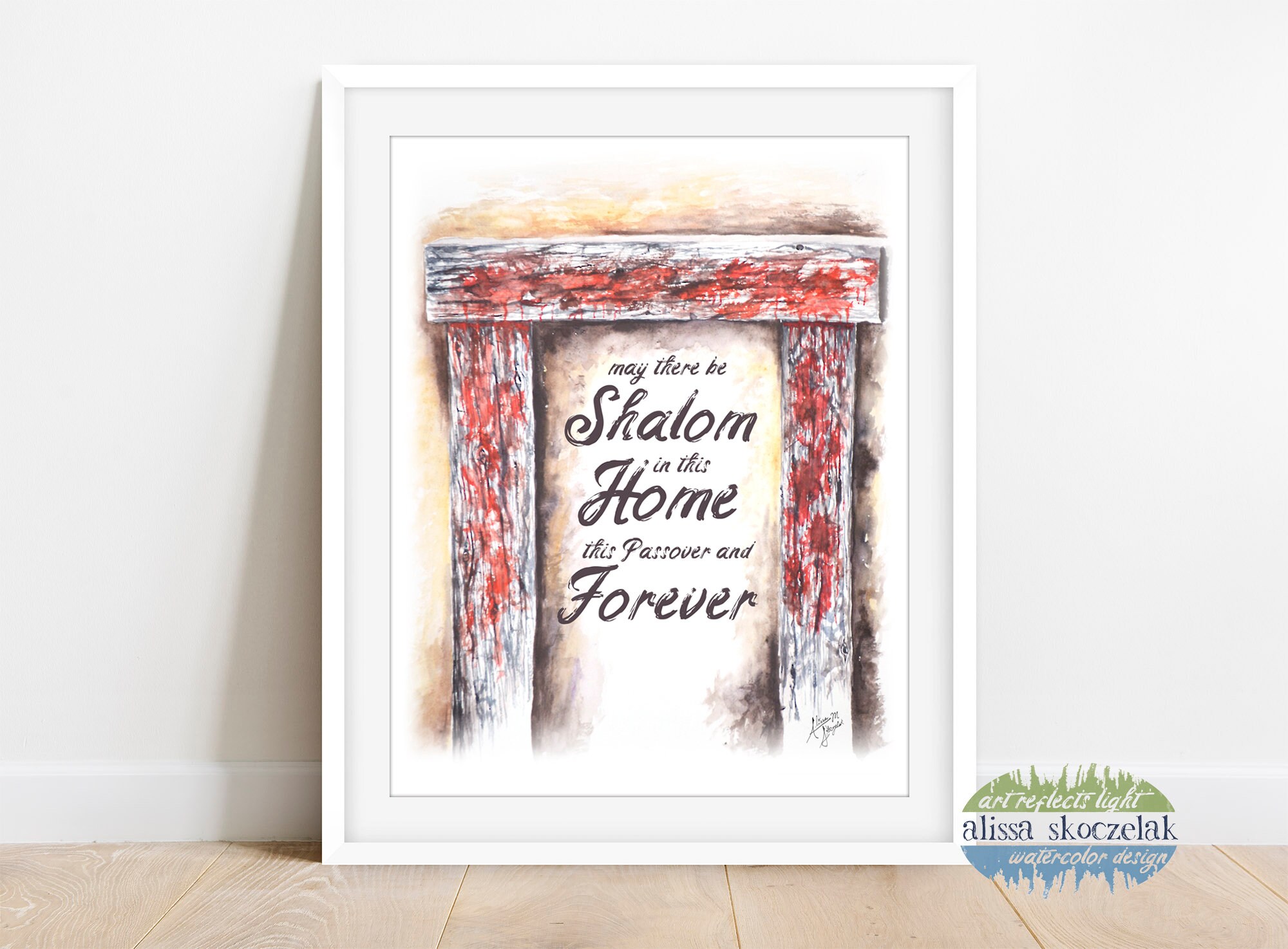 Passover Card Shalom Greeting Card Watercolor Jewish Holiday Card ...