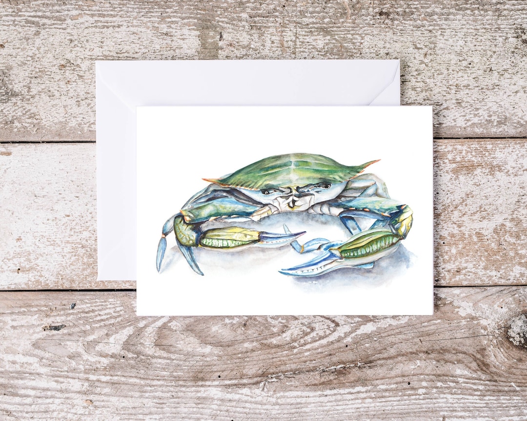 Maryland Blue Crab Watercolor Greeting Card~ Blue Crab Note Card ...