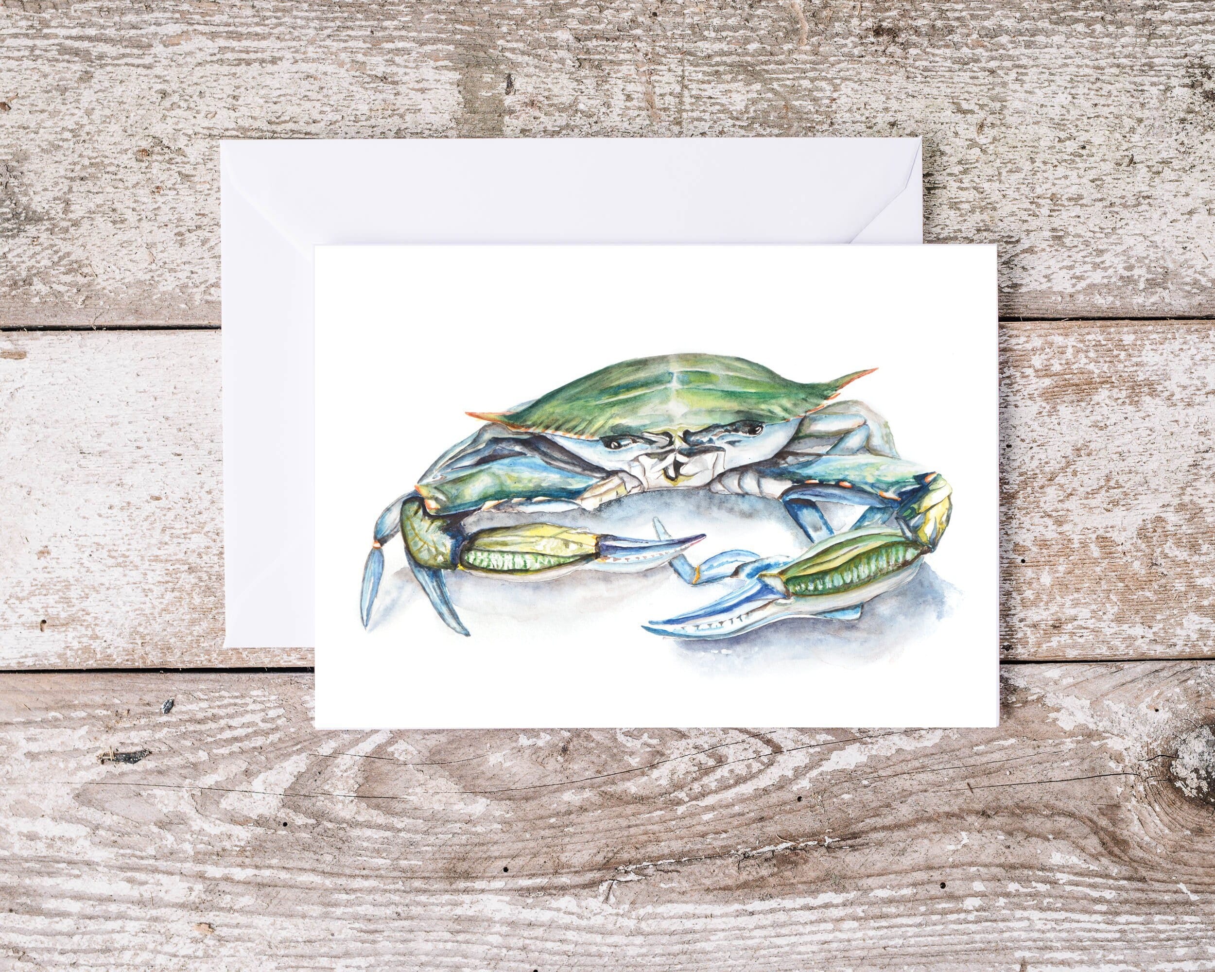 Maryland Blue Crab Watercolor Greeting Card Blue Crab Note Card ...