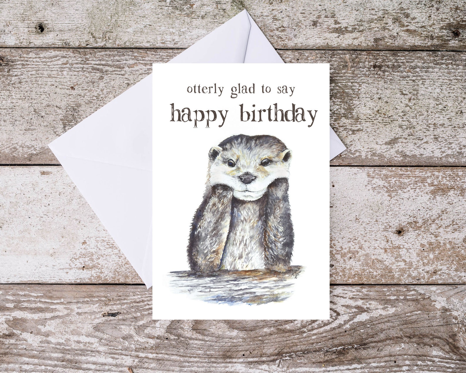 Otter Birthday Card Digital Download Funny 5x7 Inch A7 Watercolor ...